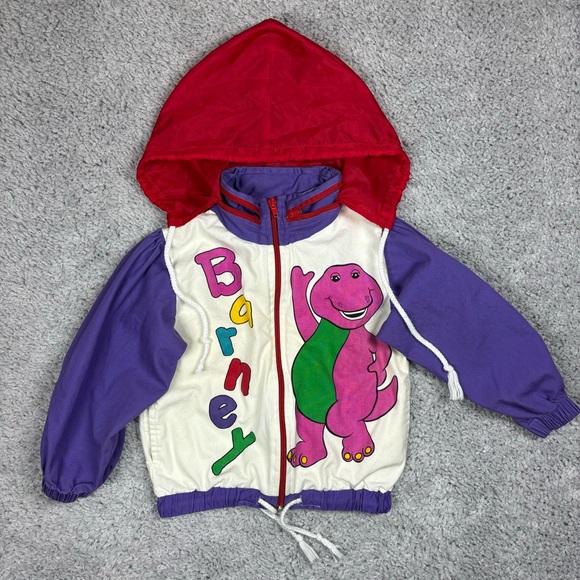 Barney | Jackets & Coats | Barney Jacket Girls 4 Boys Vintage 9s Baby Bop Purple Dinosaur Kids ...